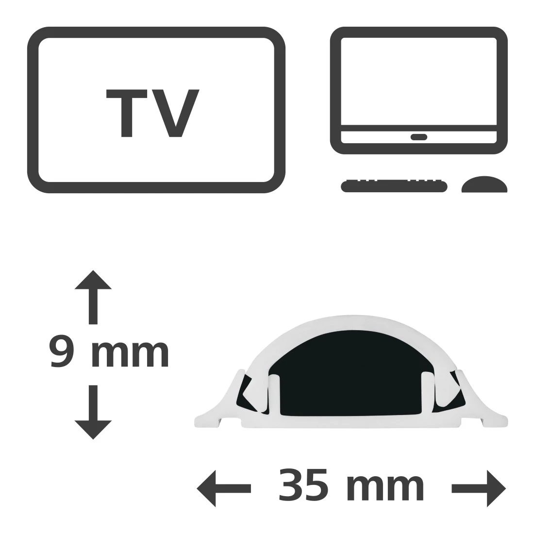 PVC Cable Duct, Semi-Circular, Self-Adhesive, 100/3.5/0.9 cm, white | Hama