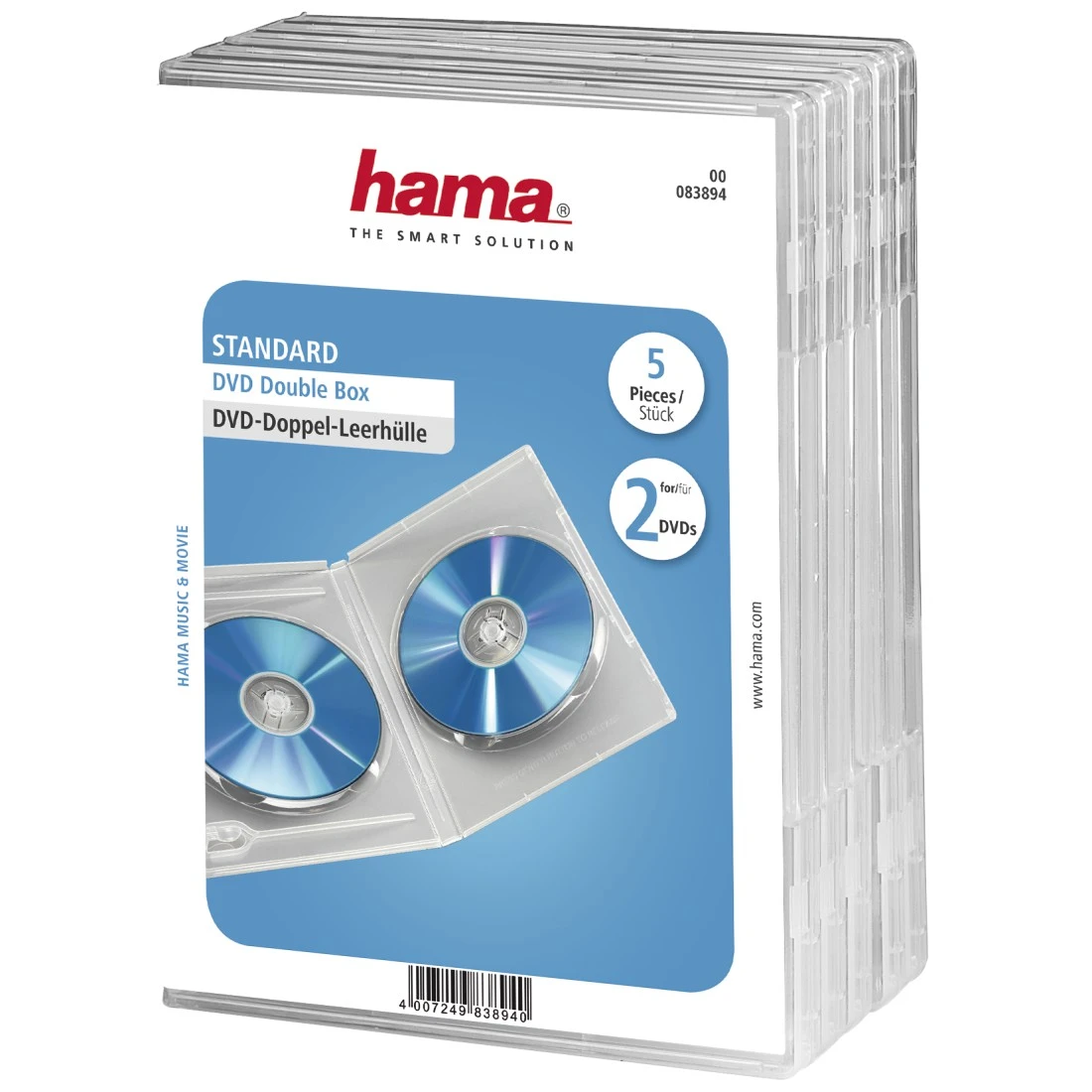 Standard DVD Double Jewel Case, pack of 5, transparent | Hama | Hama ...