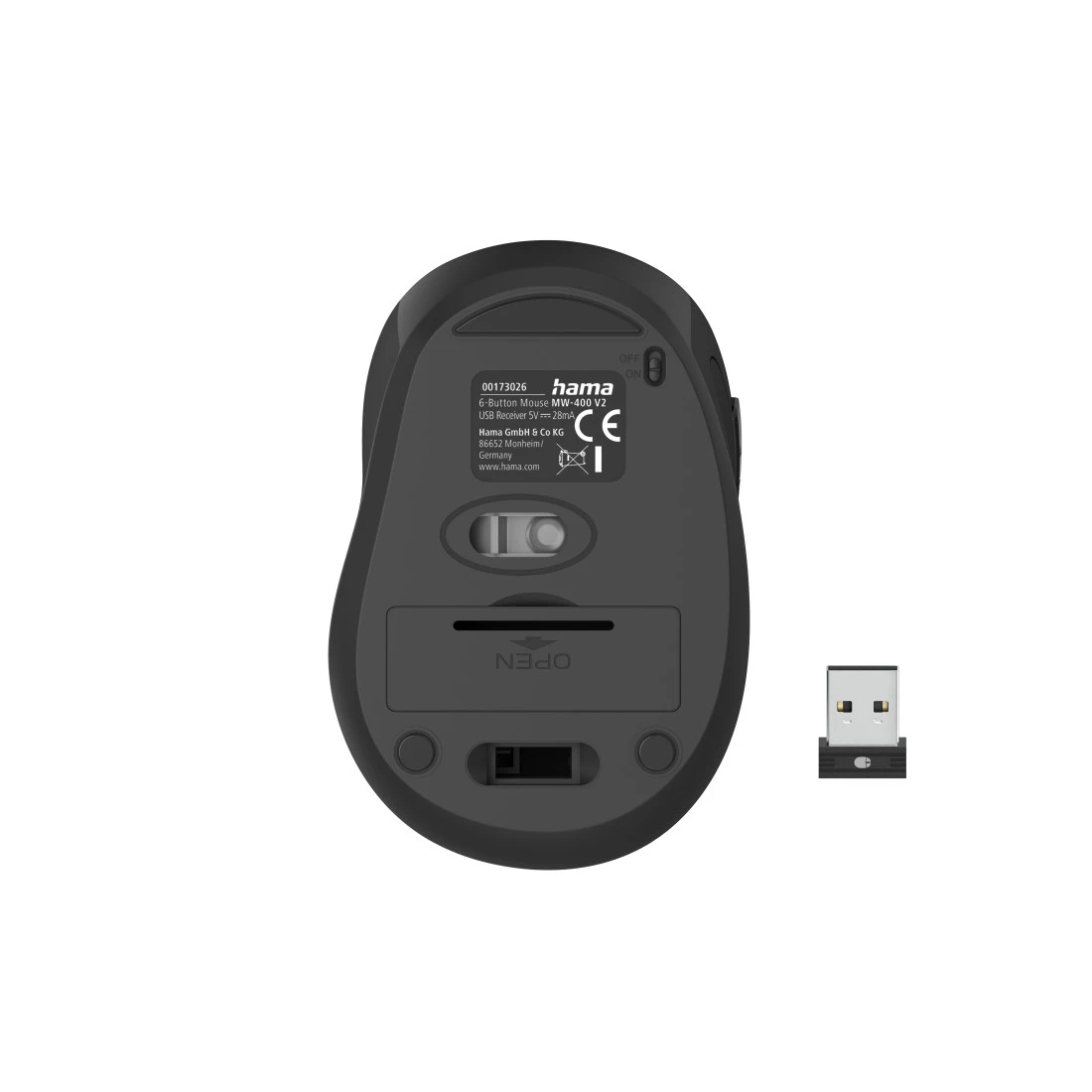 "MW-400 V2" Optical 6-Button Wireless Mouse, Ergonomic, USB Rec., black ...