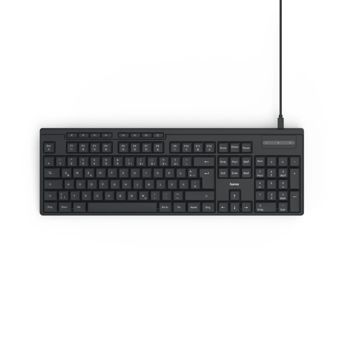 "CK-200" USB Keyboard, Cabled, 8 Media Keys, black, QWERTZ DE | Hama